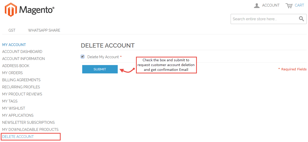 Magento Delete Account, Magento Delete Customer Extension