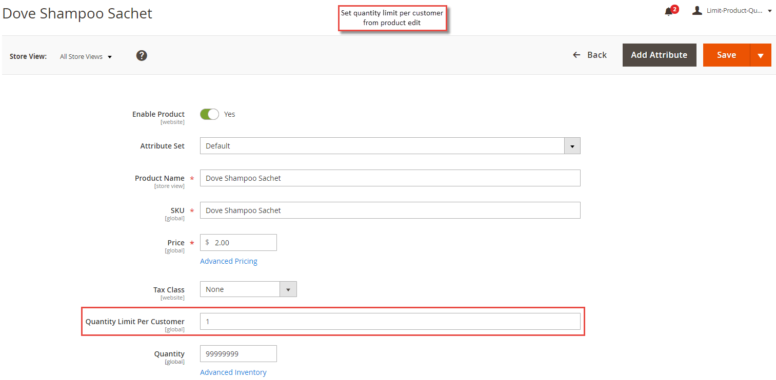 Magento 2 Limit Product Quantity Per Customer Extension