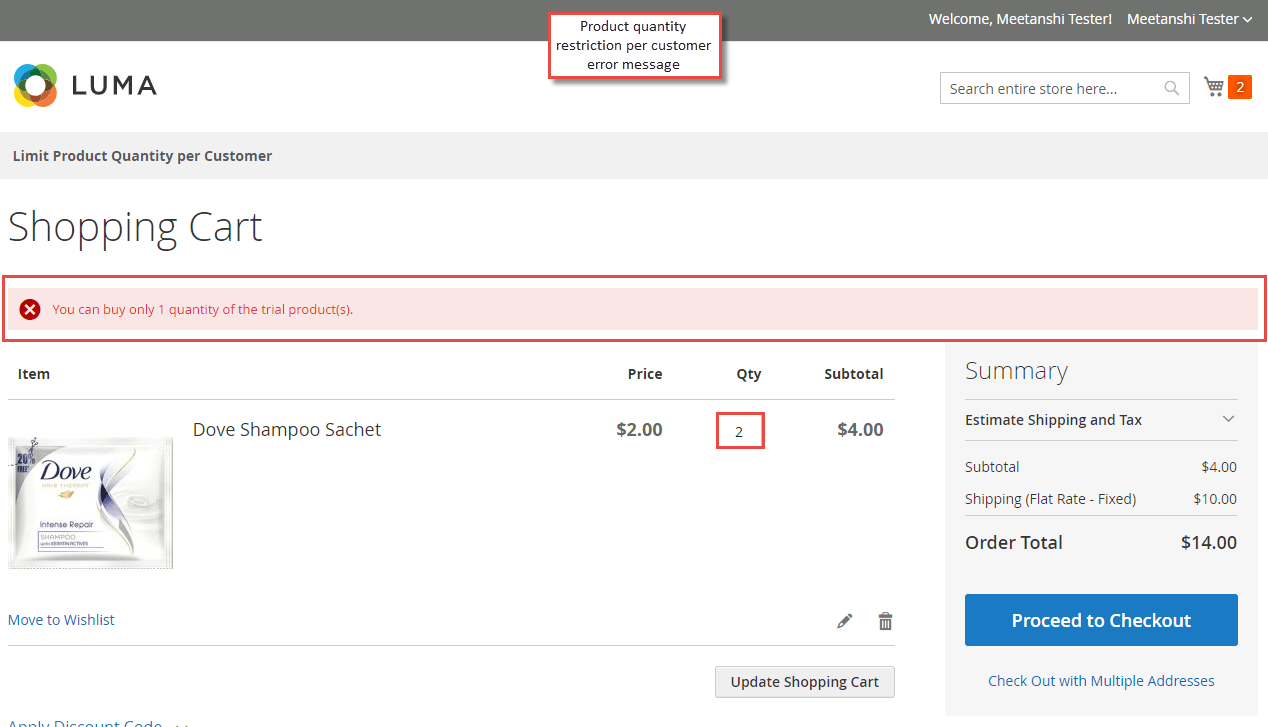 Magento 2 Limit Product Quantity Per Customer Extension