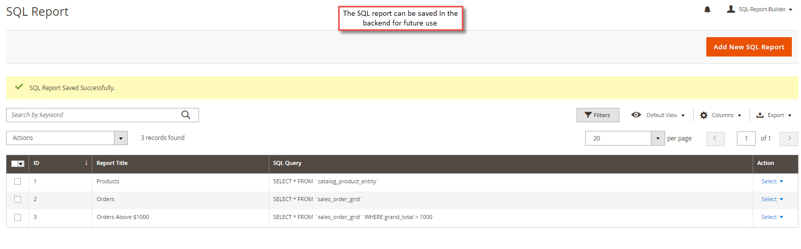 Magento 2 SQL Report Builder Extension | Run SQL Query