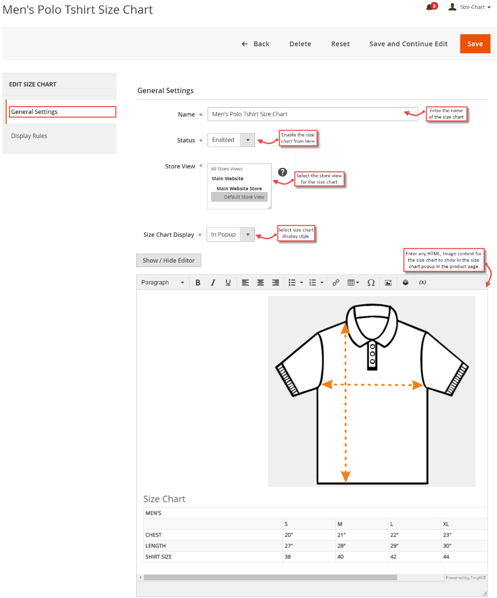 Magento 2 Size Chart Extension